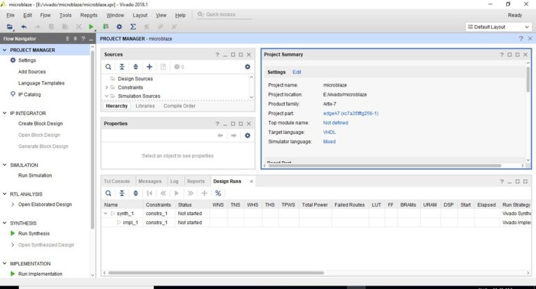 Getting Started with Vivado Microblaze design using EDGE Artix 7 FPGA kit