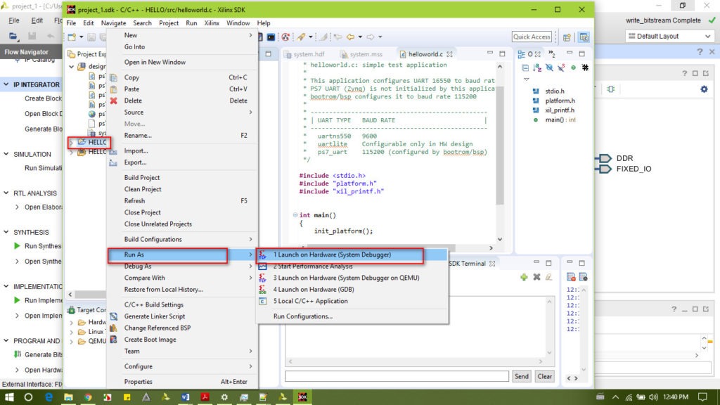 Ps Uart Ddr3 Ethernet Button And Led Demo On Edge Zynq Soc Fpga Kit