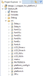 Displaying Gesture sensor output on TFT using EDGE Zynq SoC FPGA kit